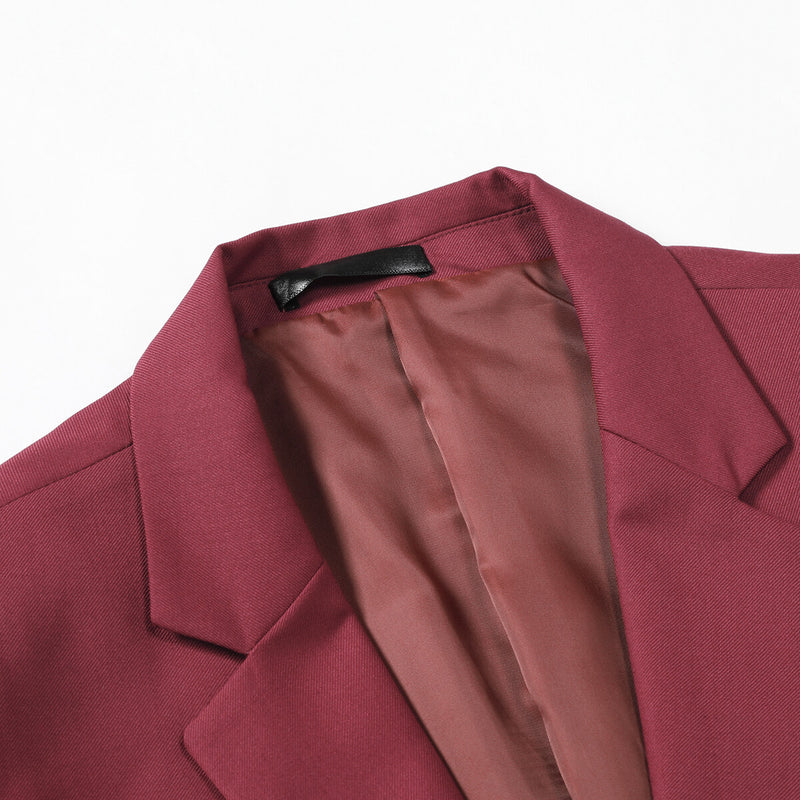 Classic Maroon Blazer Two Buttons Blazer -Cloudstyle