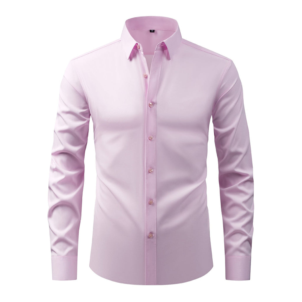 Men's Solid Square Neck Fitted Business Long-Sleeved Shirt WHOLESALE